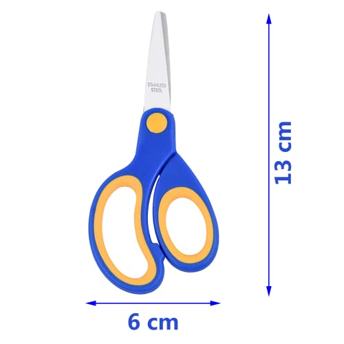 KYDIFS Kids Scissors, School Scissors for Kids, 5'' Student Scissors Bulk Blunt Tip Toddler Scissors, Soft Grip Kid Scissors for School Classroom Children Craft Art Supplies( 4 Pack )