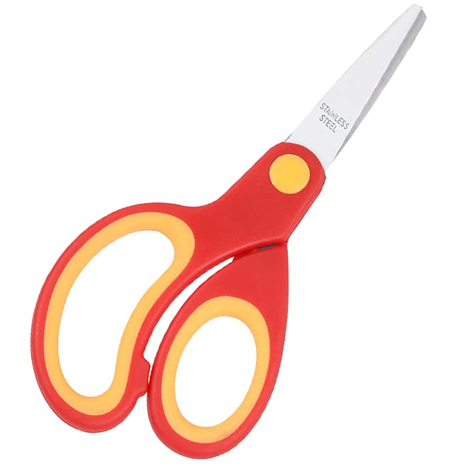 KYDIFS Kids Scissors, School Scissors for Kids, 5'' Student Scissors Bulk Blunt Tip Toddler Scissors, Soft Grip Kid Scissors for School Classroom Children Craft Art Supplies( 4 Pack )