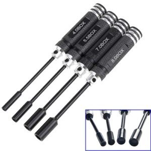 sharegoo 4pcs hex nut key socket,rc repair tools 4.0 5.5 7.0 8.0mm spanner box,flat head screwdrivers screw drivers wrench for rc hobby car truck truggy boat airplane