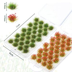 288 Pcs Static Grass Tuft Flower Cluster Vegetation Groups Self Adhesive Artificial Model Grass Tufts DIY Miniature Colorful Flower Cluster for Terrain Railway Scenery Sand Table Landscape Military