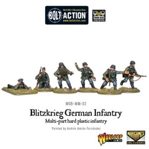 Wargames Delivered Bolt Action Miniatures - Blitzkrieg German Infantry Set, World War Two Miniatures, 28mm Scale Army Men for Miniature Wargaming by Warlord Games