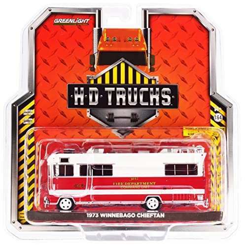 1973 Winnebago Chieftain White & Red Joliet Fire Department Command Unit (Illinois) H.D. Trucks Series 22 1/64 Diecast Model by Greenlight 33220 A