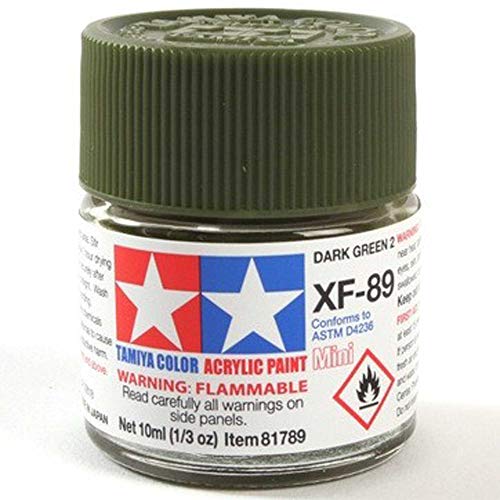 Tamiya America, Inc Acrylic Mini XF-89 Dark Green 10ml Bottle (2), TAM81789