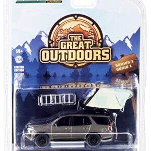 2021 Chevy Tahoe Z71 Gray Metallic with Modern Rooftop Tent The Great Outdoors Series 1 1/64 Diecast Model Car by Greenlight 38010 E