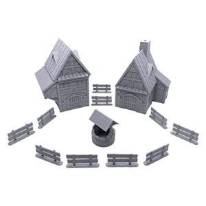 endertoys village bundle, terrain scenery for tabletop 28mm miniatures wargame, 3d printed and paintable