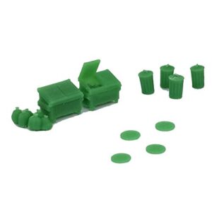 outland models railroad scenery trash can, dumpster & manhole set n scale