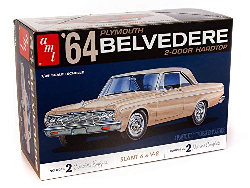 AMT - 1964 Plymouth Belvedere (w/Straight 6 Engine) 2T, 1:25 (AMT1188M), White