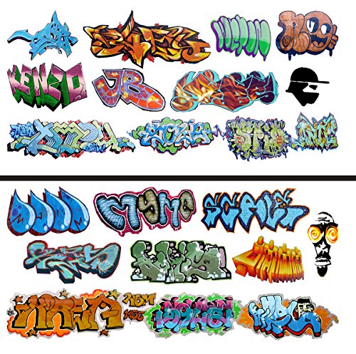 N Scale 1:160 Graffiti Waterslide Decals 2-Pack Set #11 - Weather Your Rolling Stock & Structures!