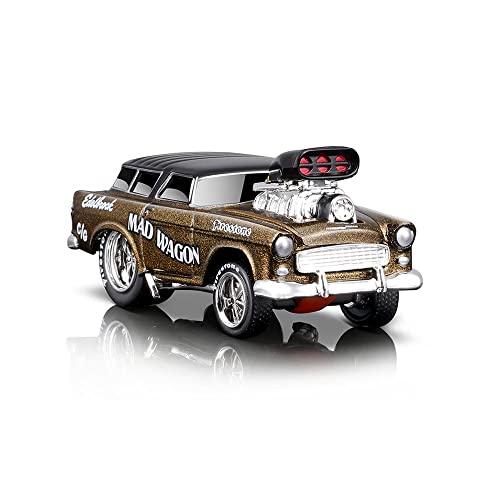 1955 Chevy Nomad Gasser Gold Metallic with Black Top Mad Wagon 1/64 Diecast Model Car by Muscle Machines 15557