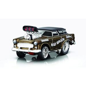 1955 chevy nomad gasser gold metallic with black top mad wagon 1/64 diecast model car by muscle machines 15557