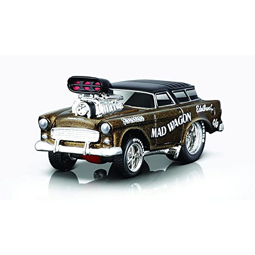 1955 Chevy Nomad Gasser Gold Metallic with Black Top Mad Wagon 1/64 Diecast Model Car by Muscle Machines 15557