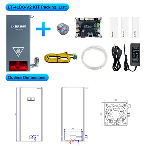 Laser Module Kit, LASER TREE 20W Optical Power Laser Cutting Module with Professional Air Assist, 80W Laser Cutter Head Compatible for Most Laser Engraver & Cutter Machine Upgrade, 24V