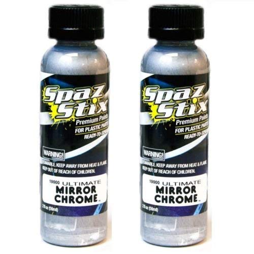 Spaz Stix 2 PACK ULTIMATE MIRROR CHROME AIRBRUSH PAINT 2OZ INCLUDES CHICAGOLAND RC COUPON