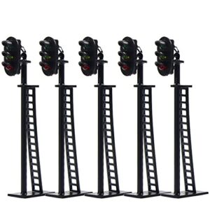 jtd04 5pcs model railway 3-light block signals g/y/r ho scale 6.8cm 12v led new