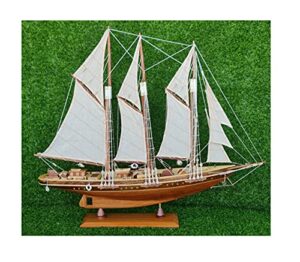 atlantic yacht wooden model ship 24″ pond yacht sailboat american wood model boat handicrafts home living room office nautical marine decoration décor display lantic-60cm