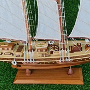 Atlantic Yacht Wooden Model Ship 24" Pond Yacht Sailboat American Wood Model Boat Handicrafts Home Living Room Office Nautical Marine Decoration Décor Display LANTIC-60CM