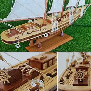 Atlantic Yacht Wooden Model Ship 24" Pond Yacht Sailboat American Wood Model Boat Handicrafts Home Living Room Office Nautical Marine Decoration Décor Display LANTIC-60CM