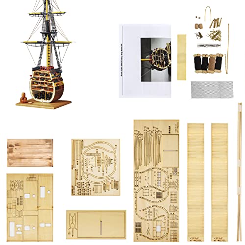 GAWEGM Wooden Ship Model - Scale 1/200 HMS Victory Boat Model Section Kits with Brass Upgrade Accessories