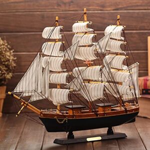 wooden sailboat model 9″ tall marine coastal sailing ship model mediterranean style wood handcrafted sailing boat vintage nautical ocean theme sailing boat ornaments home office tabletop decors