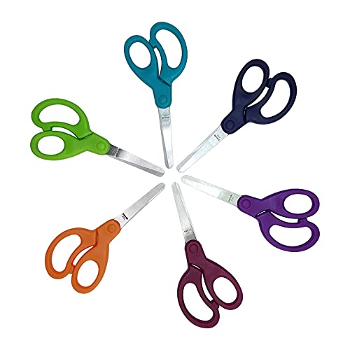 Classic Blunt Tip Small Scissors, Stainless Steel,Comfort Grip handles,Sturdy Sharp Scissors for Office、Home 、School and Kindergarten,Pack of 6,RightLeft Handed (5.91inch), 5.91