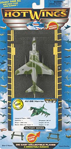 Hot Wings Planes AV-8B Harrier (Green) with Connectible Runway Die Cast Plane