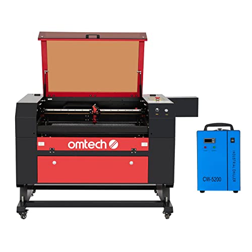 OMTech 80W CO2 Laser Engraver Machine, 20x28 Inch Laser Etching Machine with Water Chiller & Autofocus, Laser Engraving Machine with Motorized Workbed Air Assist & Ruida Controls for Home Office DIY