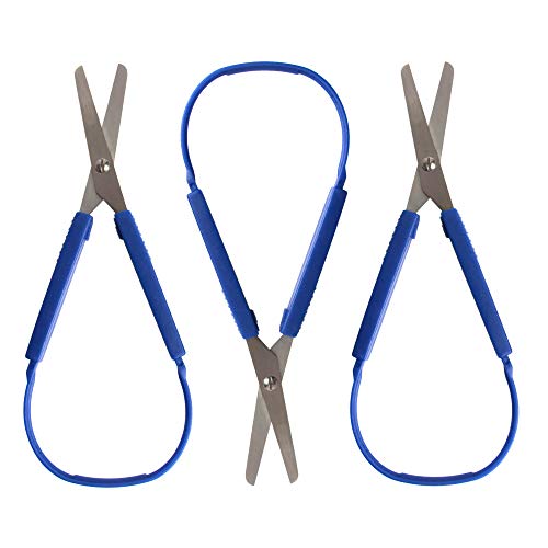 HAPY SHOP Loop Scissors Grip Scissor 3 Pack for Teens and Adults,Adaptive Design, Right and Lefty Support,Easy-Open Squeeze Handles,Dark Blue