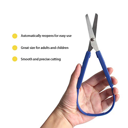 HAPY SHOP Loop Scissors Grip Scissor 3 Pack for Teens and Adults,Adaptive Design, Right and Lefty Support,Easy-Open Squeeze Handles,Dark Blue