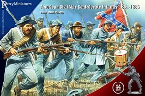 plastic toy soldiers kit 28mm american civil war csa infantry 1861-65 44 model figures with flags wargaming set