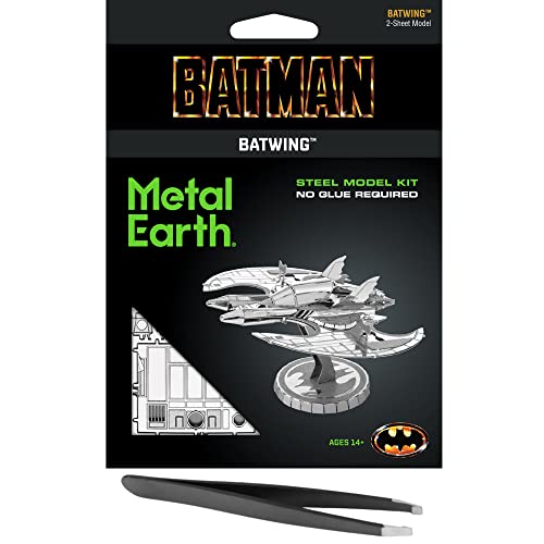 Fascinations Metal Earth Batman 1989 Movie Batwing 3D Metal Model Kit Bundle with Tweezers