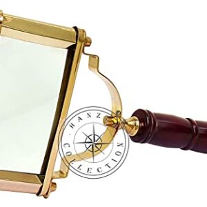 Hanzla Collection 10" Desk Reading Magnifier with Bone Handle - 5" Brass Rectangular Handheld Magnifying Glass Lens