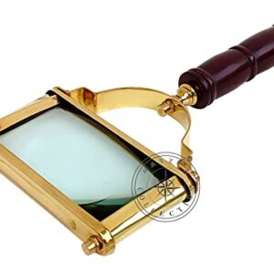 Hanzla Collection 10" Desk Reading Magnifier with Bone Handle - 5" Brass Rectangular Handheld Magnifying Glass Lens