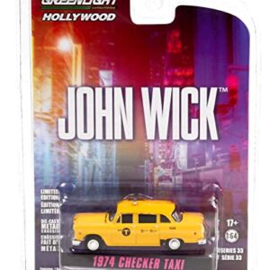 1974 Checker Yellow #5L89 N.Y.C. Taxi John Wick: Chapter 3 - Parabellum 2019 Movie Hollywood Series 1/64 Diecast Model Car by Greenlight 44930 F