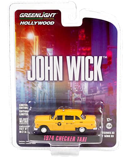 1974 Checker Yellow #5L89 N.Y.C. Taxi John Wick: Chapter 3 - Parabellum 2019 Movie Hollywood Series 1/64 Diecast Model Car by Greenlight 44930 F