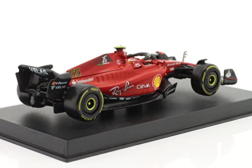 Bburago - 1/43 Scale Model Compatible with Ferrari Replica Miniature Compatible with Scuderia F1-75 # 55 Compatible with Carlos Sainz Replica Model 2022 Racing