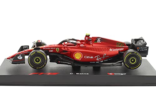 Bburago - 1/43 Scale Model Compatible with Ferrari Replica Miniature Compatible with Scuderia F1-75 # 55 Compatible with Carlos Sainz Replica Model 2022 Racing