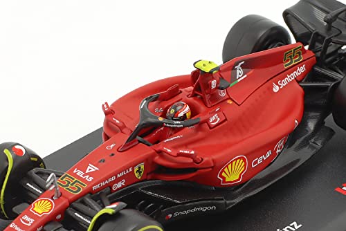 Bburago - 1/43 Scale Model Compatible with Ferrari Replica Miniature Compatible with Scuderia F1-75 # 55 Compatible with Carlos Sainz Replica Model 2022 Racing