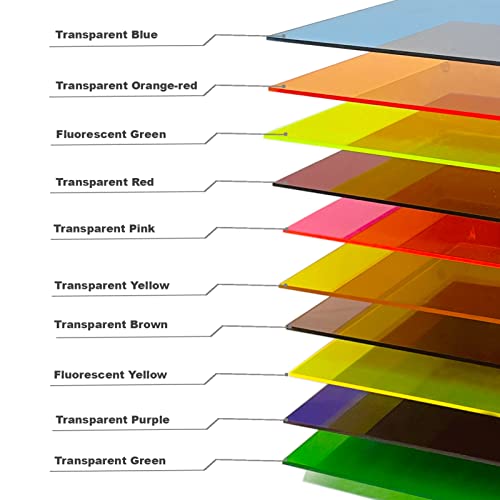 10 Pieces & 10 Colors 8" x 12" x 0.118" Transparent Colored Cast Acrylic Sheets, Plexiglass Plastic Sheet for Cutting, Engraving Signs, DIY Projects. - XLNT TECH