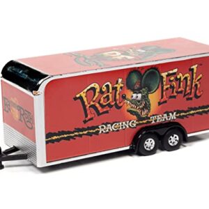 4-Wheel Enclosed Car Trailer Red Rat Fink 1/64 Diecast Model by Auto World AWSP093