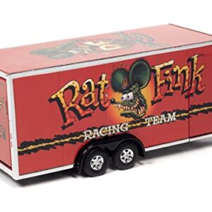 4-Wheel Enclosed Car Trailer Red Rat Fink 1/64 Diecast Model by Auto World AWSP093