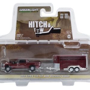 Greenlight 32270-D Hitch & Tow Series 27 - 2019 F-150 XLT with Livestock Trailer 1/64 Scale