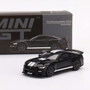 Truescale Miniatures Model Car Compatible with Ford Mustang Shelby GT500 Shadow Black Limited Edition 1/64 Diecast Model Car MGT00334