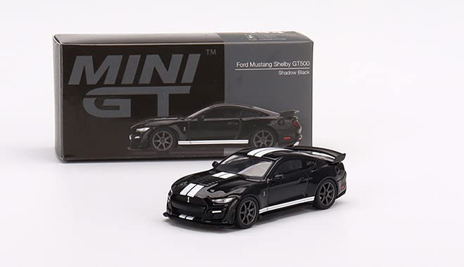 Truescale Miniatures Model Car Compatible with Ford Mustang Shelby GT500 Shadow Black Limited Edition 1/64 Diecast Model Car MGT00334