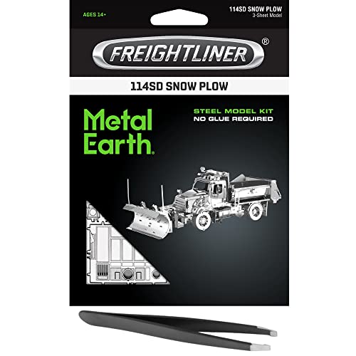 Fascinations Metal Earth Freightliner Snow Plow 3D Metal Model Kit Bundle with Tweezers