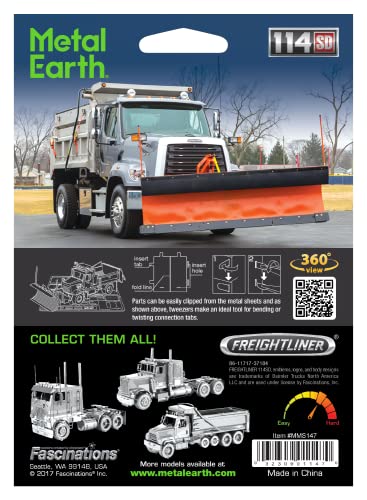 Fascinations Metal Earth Freightliner Snow Plow 3D Metal Model Kit Bundle with Tweezers