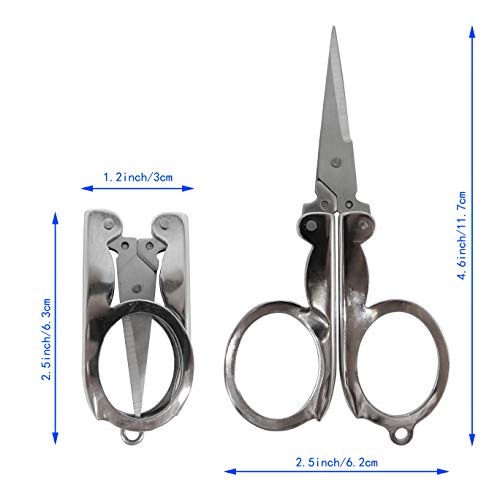 Ouyatoyu 6pcs Stainless Steel Folding Pocket Portable Foldable Mini Travel Scissors Small Scissors Paper Thread Snips Craft Cutter Pointy Sewing Yarn Cutter, Fold Up Scissors