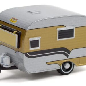 Greenlight 34110-B Hitched Homes Series 11 - 1958 Catolac DeVille Travel Trailer - Gold, Black and Aluminum 1:64 Scale