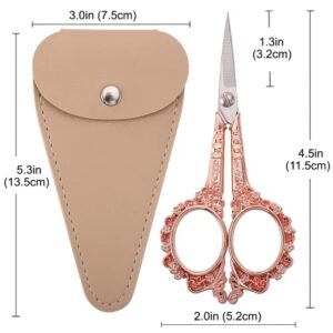 HITOPTY 4.5in Sewing Embroidery Scissors with Sheath, Small Sharp Tip Craft Crochet Scissor for Needlework Cross Stitch Threading Handicraft DIY Tool Rose Gold Shears