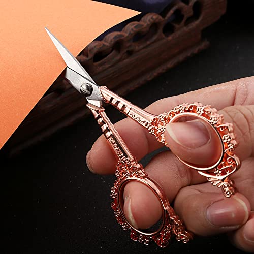 HITOPTY 4.5in Sewing Embroidery Scissors with Sheath, Small Sharp Tip Craft Crochet Scissor for Needlework Cross Stitch Threading Handicraft DIY Tool Rose Gold Shears