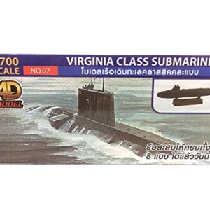 4D 1:700 Scale USS Virginia Class Submarine SSN-774 Battleship US Navy No.07 Miniature Toy Figure Model Kit